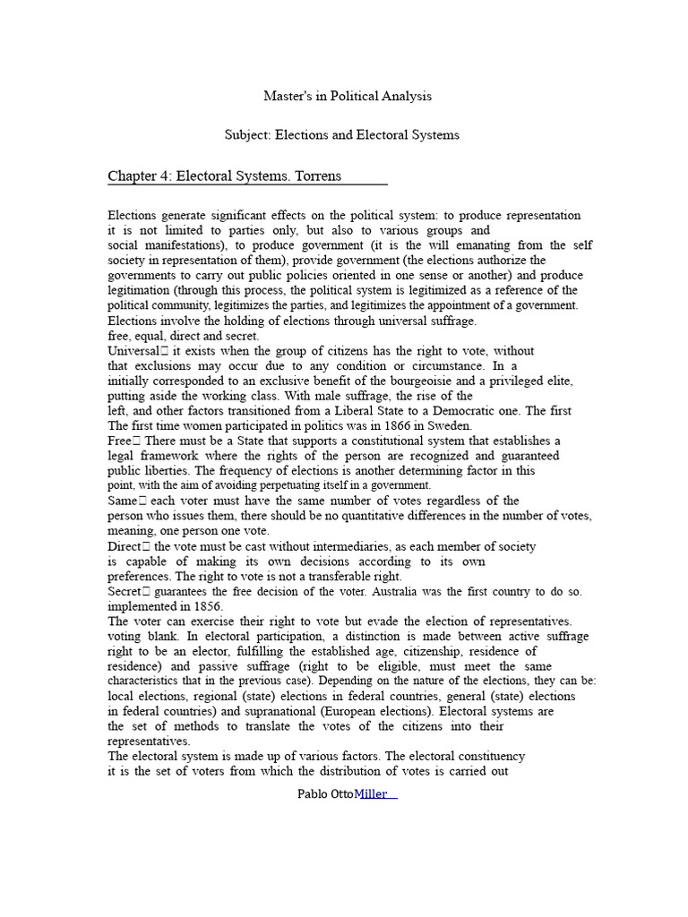 Understanding Electoral Systems in Politics | PDF | Voting | Elections