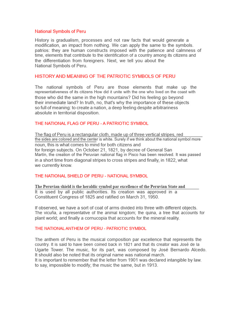 National Symbols of Peru Explained | PDF