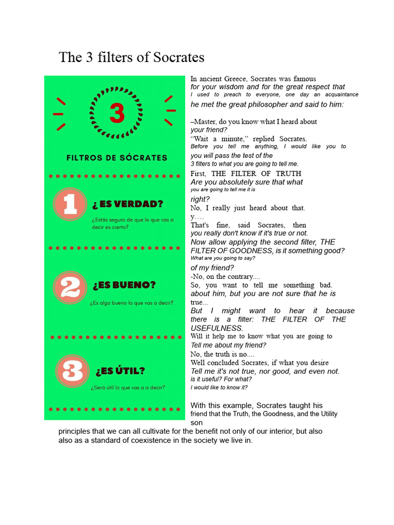 The 3 Filters of Socrates | PDF | Socrates | Truth
