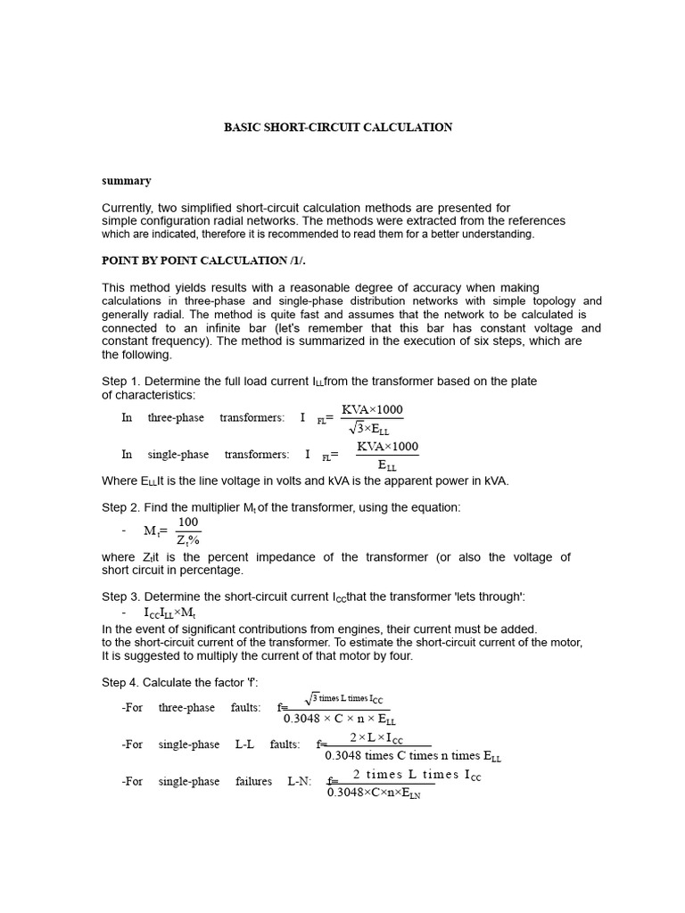Basic Short Circuit Calculation | PDF | Transformer | Electric Current