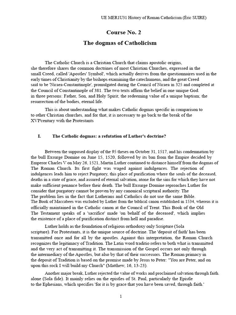 Catholic Dogmas and Their Significance | PDF | Eucharist | Catholic Church