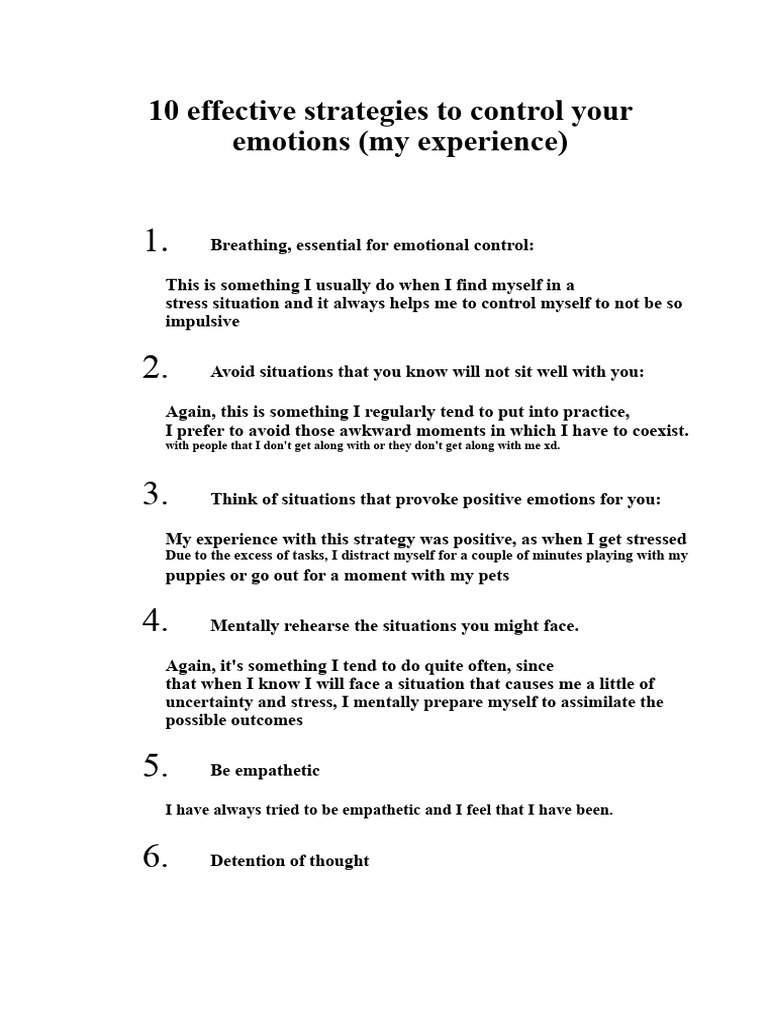 10 Effective Strategies To Control Your Emotions | PDF