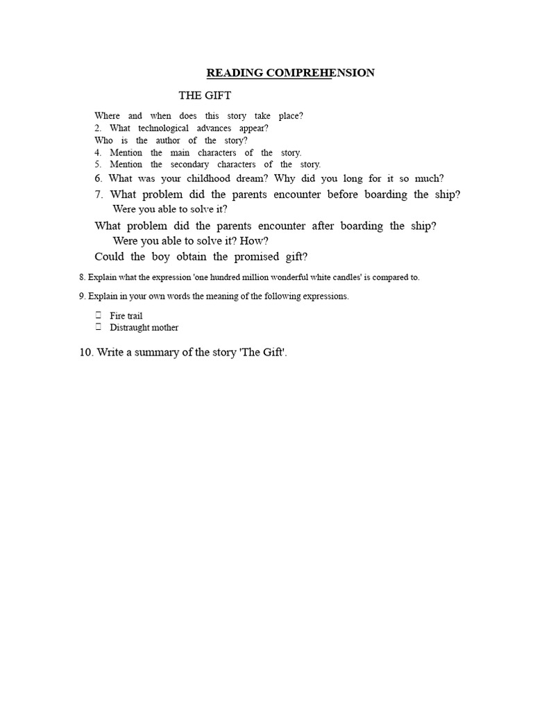 "Reading Comprehension: The Gift Analysis" | PDF