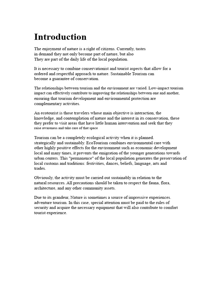 Applied Ecology Work in Tourism. | PDF | Tourism | Sustainability