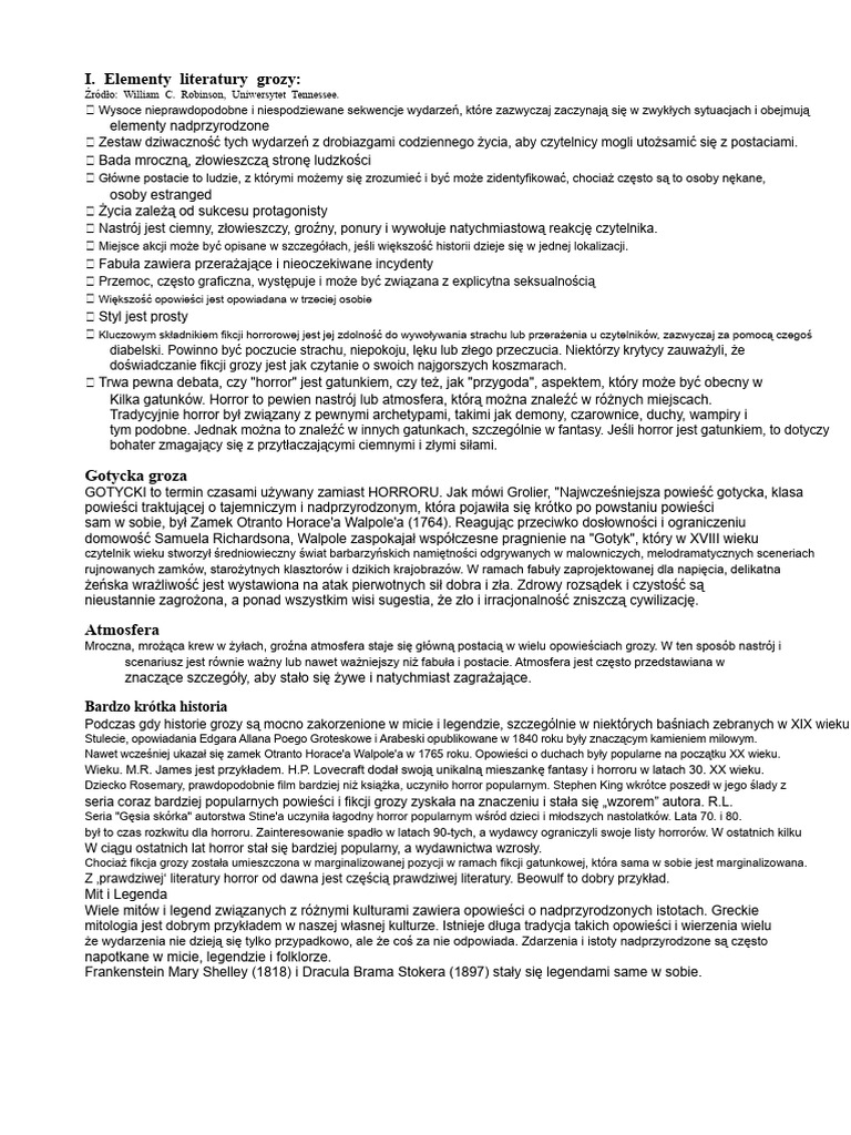 Elementy Fikcji Grozy | PDF