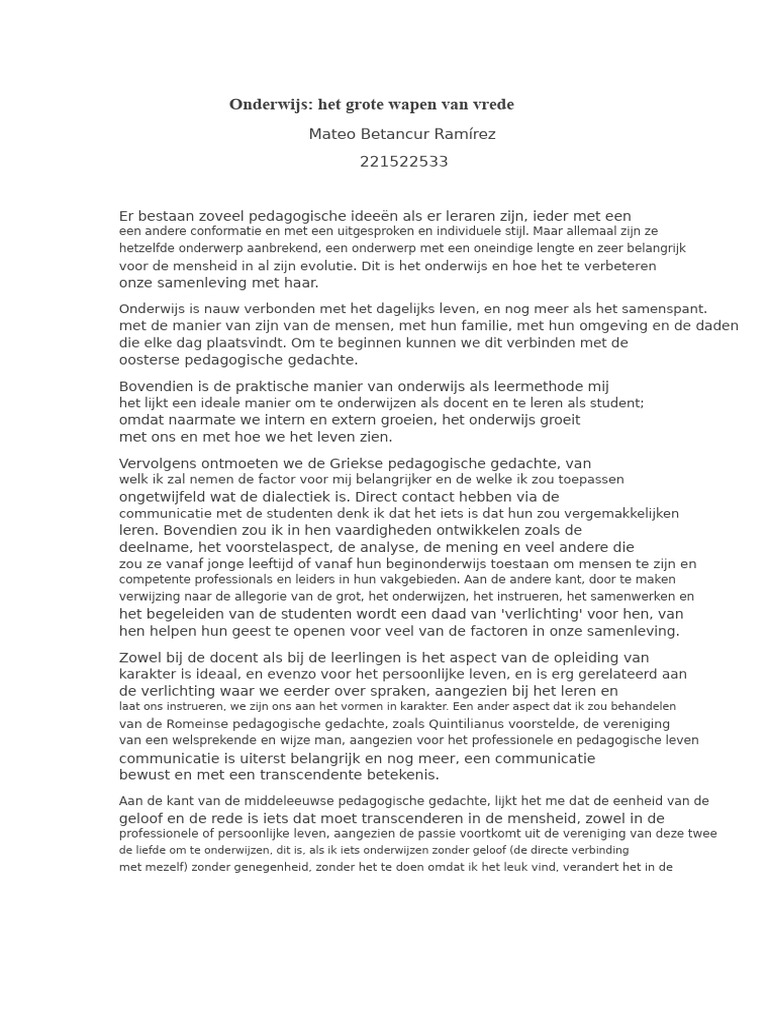 Essai Theorie Van Onderwijs | PDF