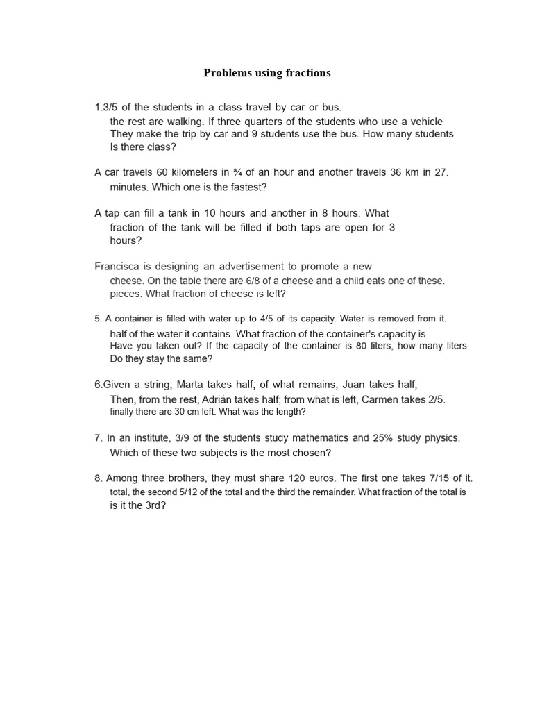Fraction Problems and Solutions | PDF