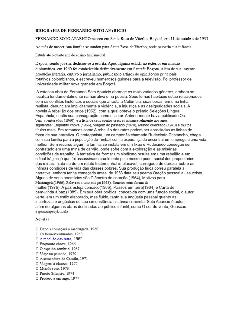 Biografia de Fernando Soto Aparicio | PDF | Colômbia