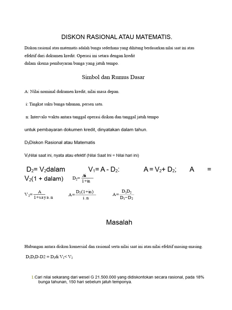 Diskon Rasional Atau Matematis | PDF