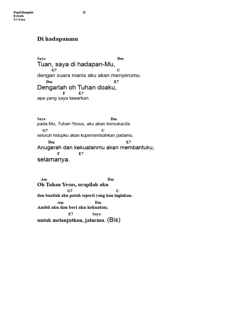 Lirik Lagu Pop dan Dangdut Rohani | PDF