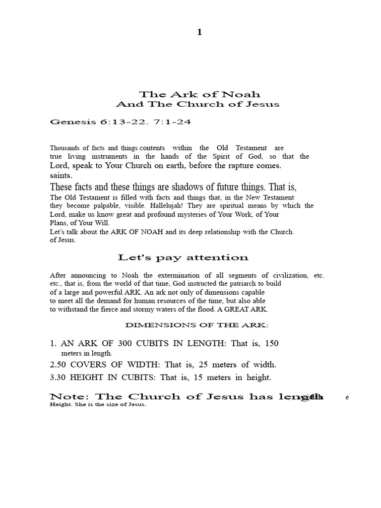 The Ark of Noah and The Church | PDF | Noah's Ark | Genesis Flood Narrative