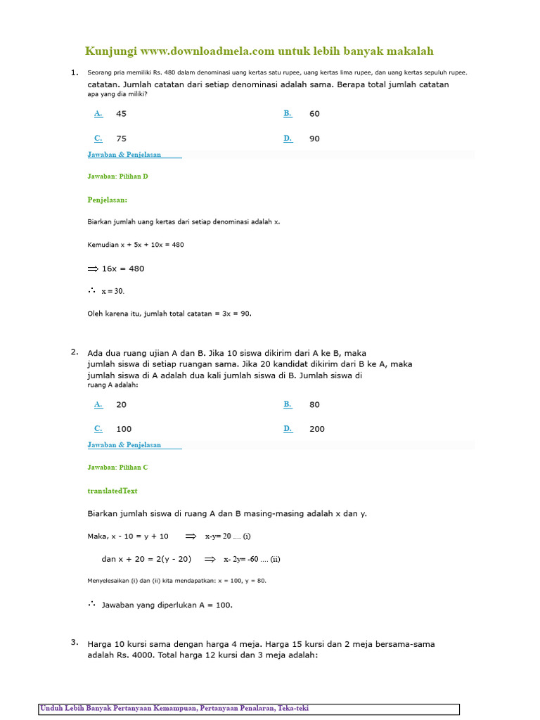 15 Pertanyaan Simplifikasi Kecerdasan Berat Dengan Solusi | PDF