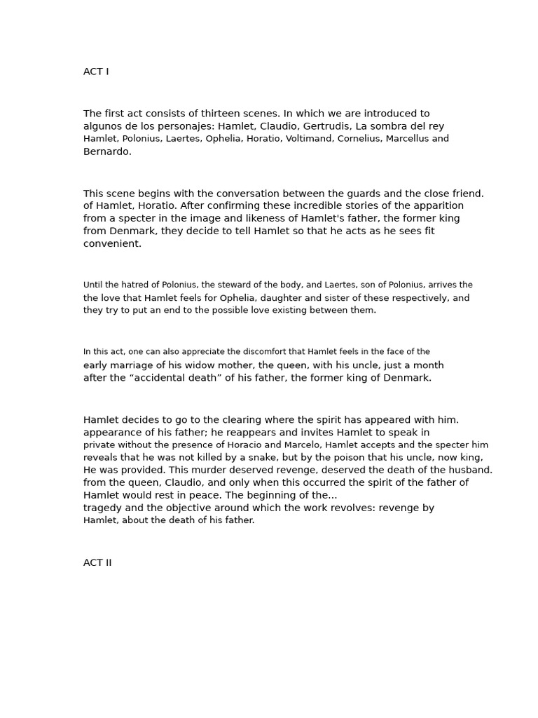 Hamlet Summary by Chapters | PDF | Hamlet