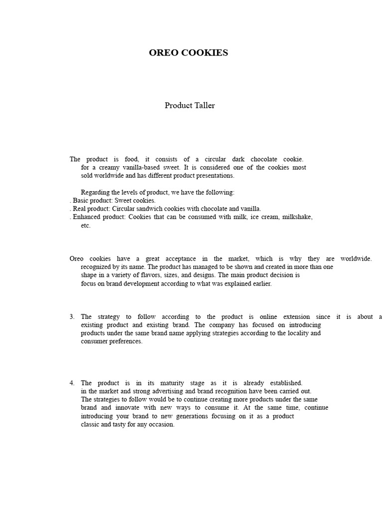 Evaluating Oreo Vanilla Cookies | PDF