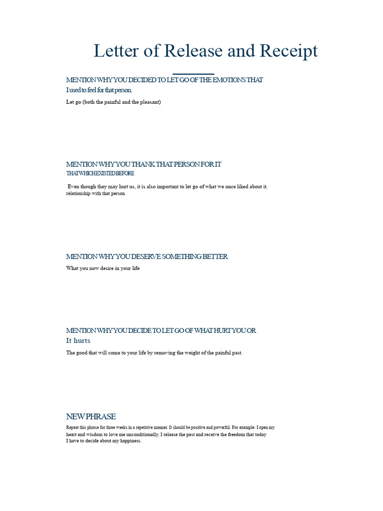 Letter of Letting Go and Receiving | PDF