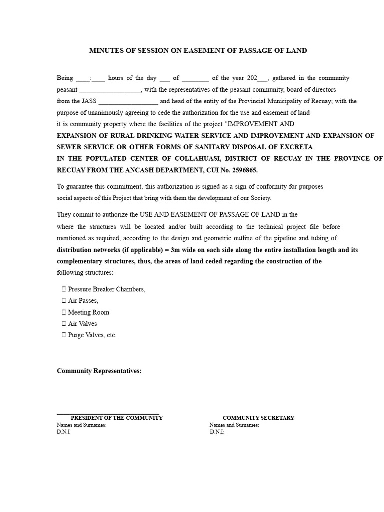 02-Session Record of Easement of Passage of Land | PDF | Transparent ...