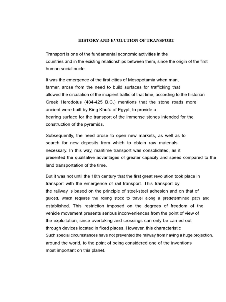 Evolution of Transport Through History | PDF | Transport | Rail Transport