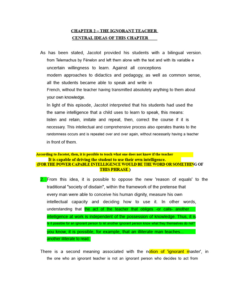 CHAPTER 2 The Ignorant Teacher | PDF | Pedagogy | Knowledge