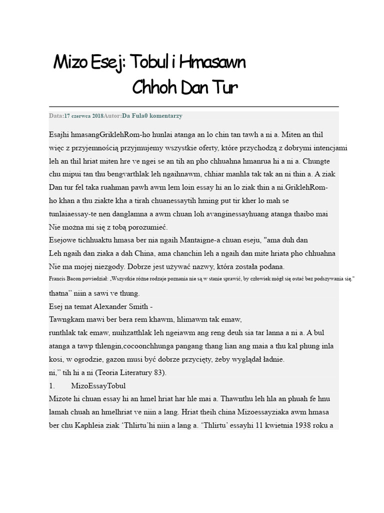 Esej Mizo | PDF
