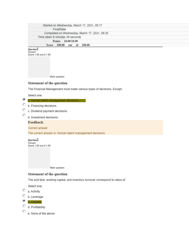 Partial III (Week 3) HIGH MANAGEMENT DIPLOMA | PDF | Revenue | Leverage (Finance)