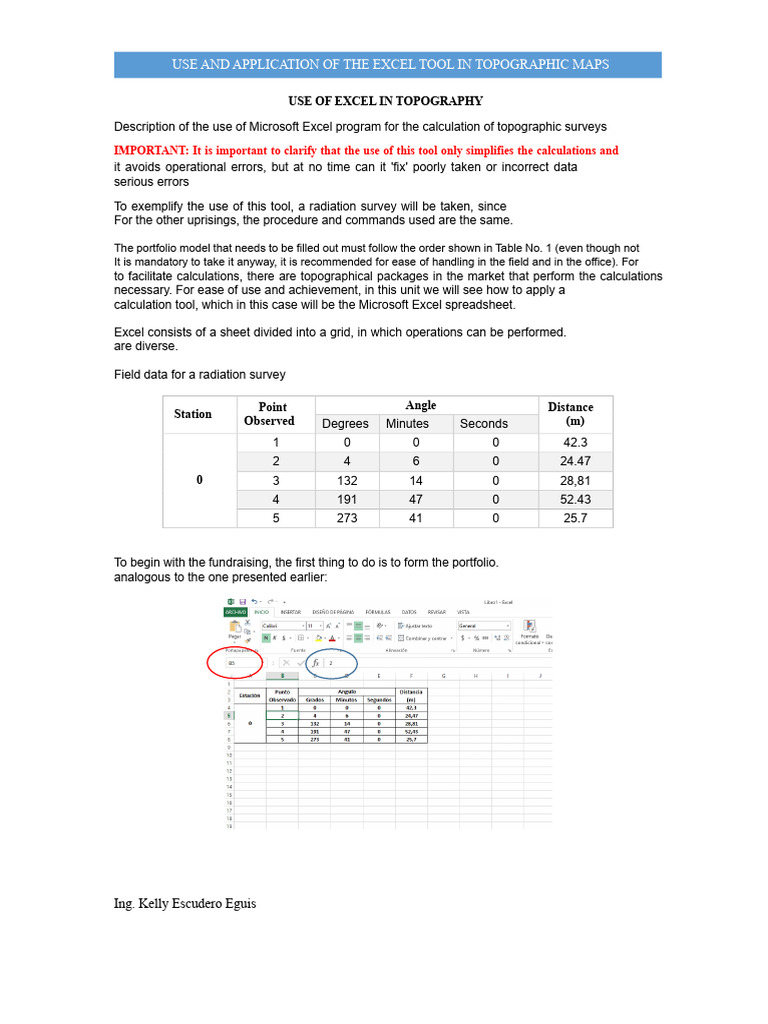 Excel for Topographic Survey Calculations | PDF | Microsoft Excel ...