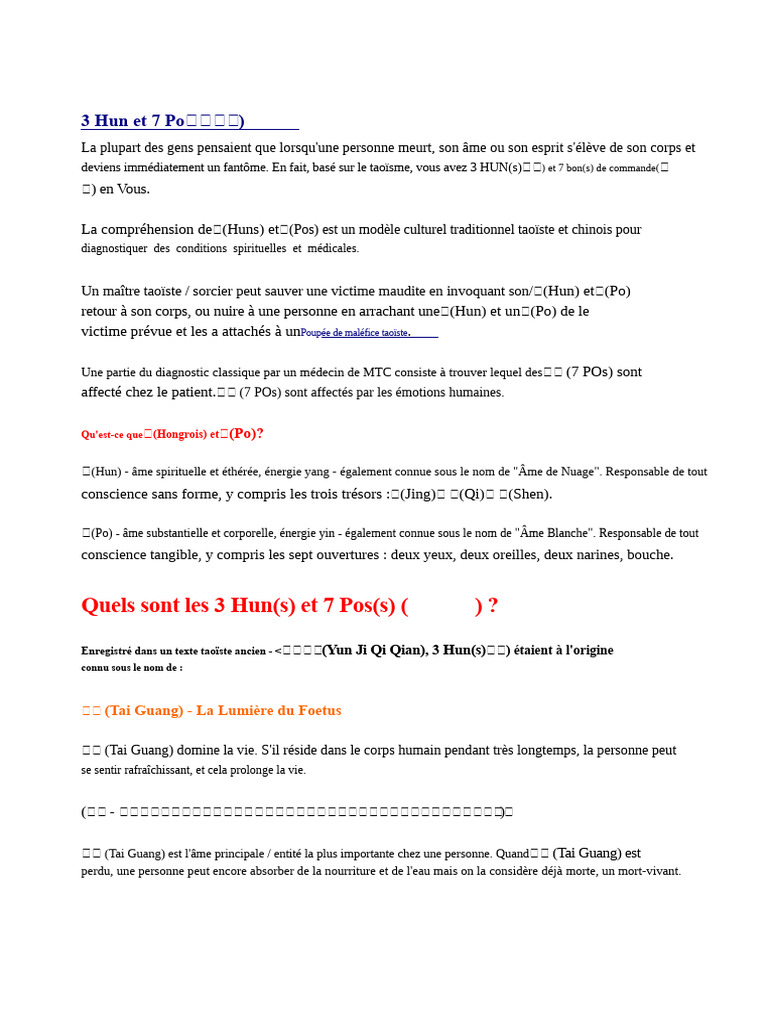 Comprendre les 3 Hun et 7 Po | PDF | Âme | IQ