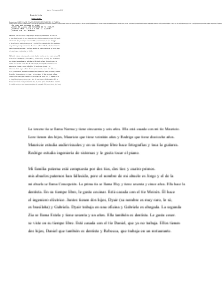 Composición sobre mi familia | PDF