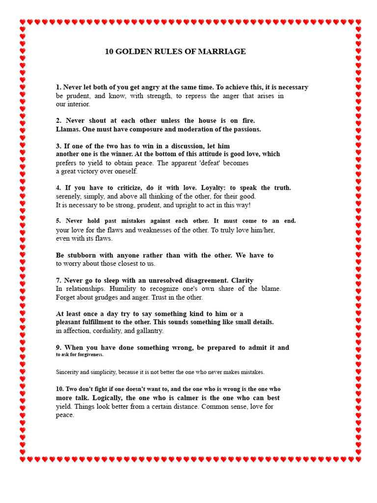 10 Rules for a Happy Marriage | PDF