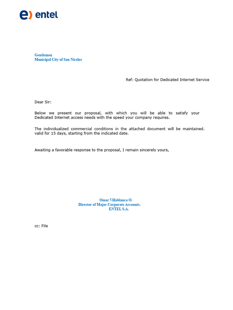 Dedicated Internet Quotation Bandwidth Increase | PDF | Internet | Invoice