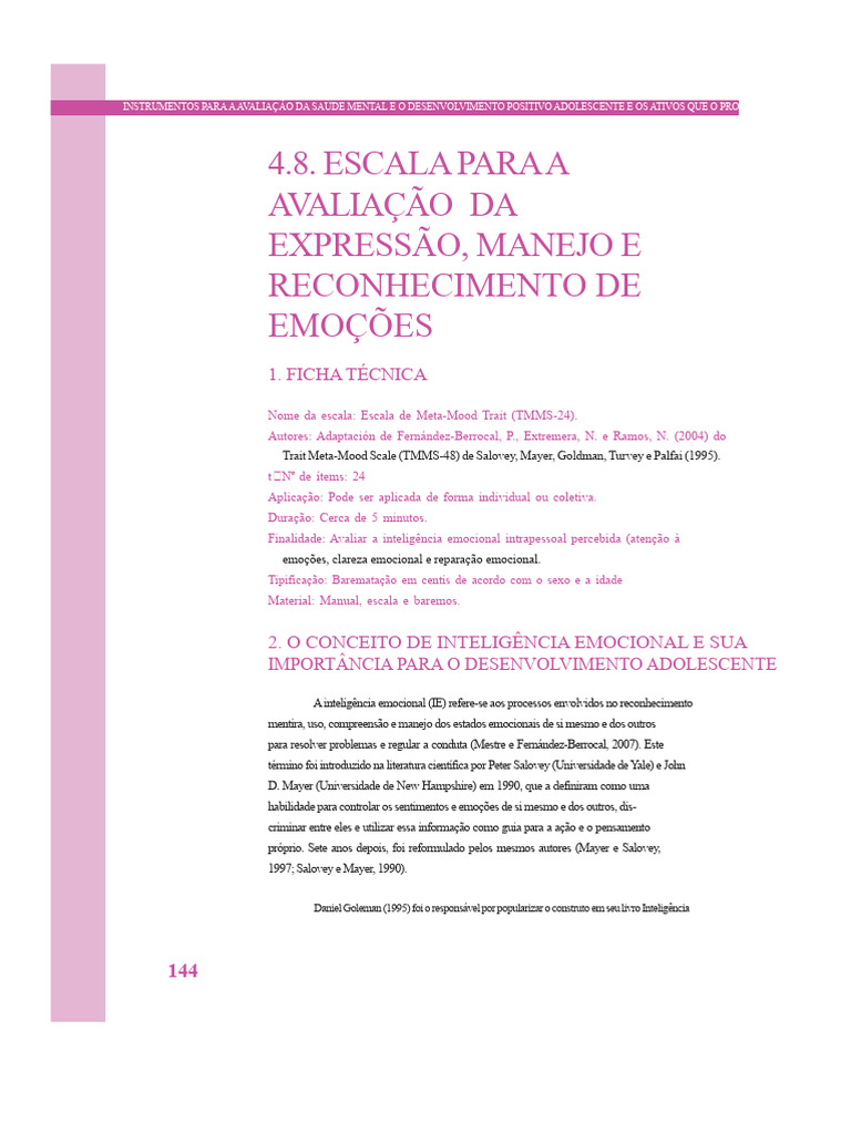 Avaliação da Inteligência Emocional TMMS-24 | PDF | Emoções ...