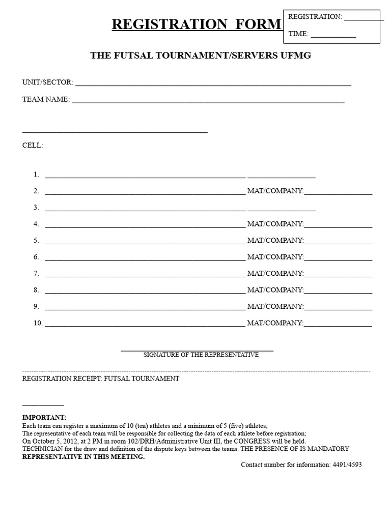 Futsal - Registration Form and Regulations | PDF | Sports