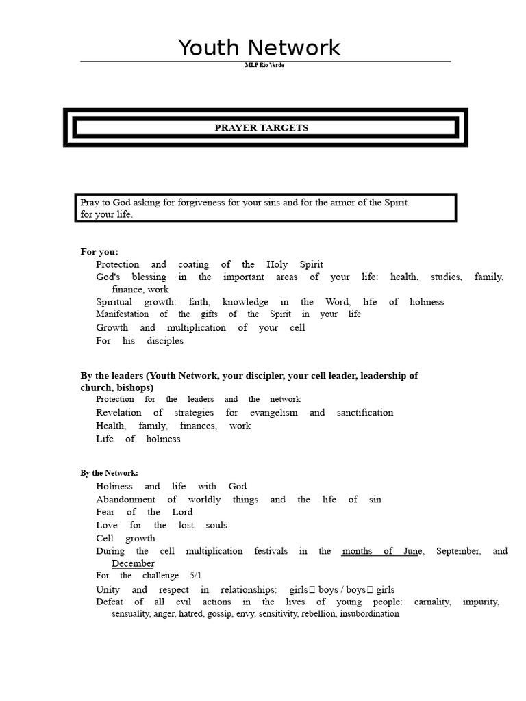 Prayer Targets Youth Network | PDF