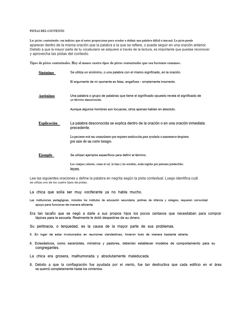 Pistas de contexto | PDF | Palabra