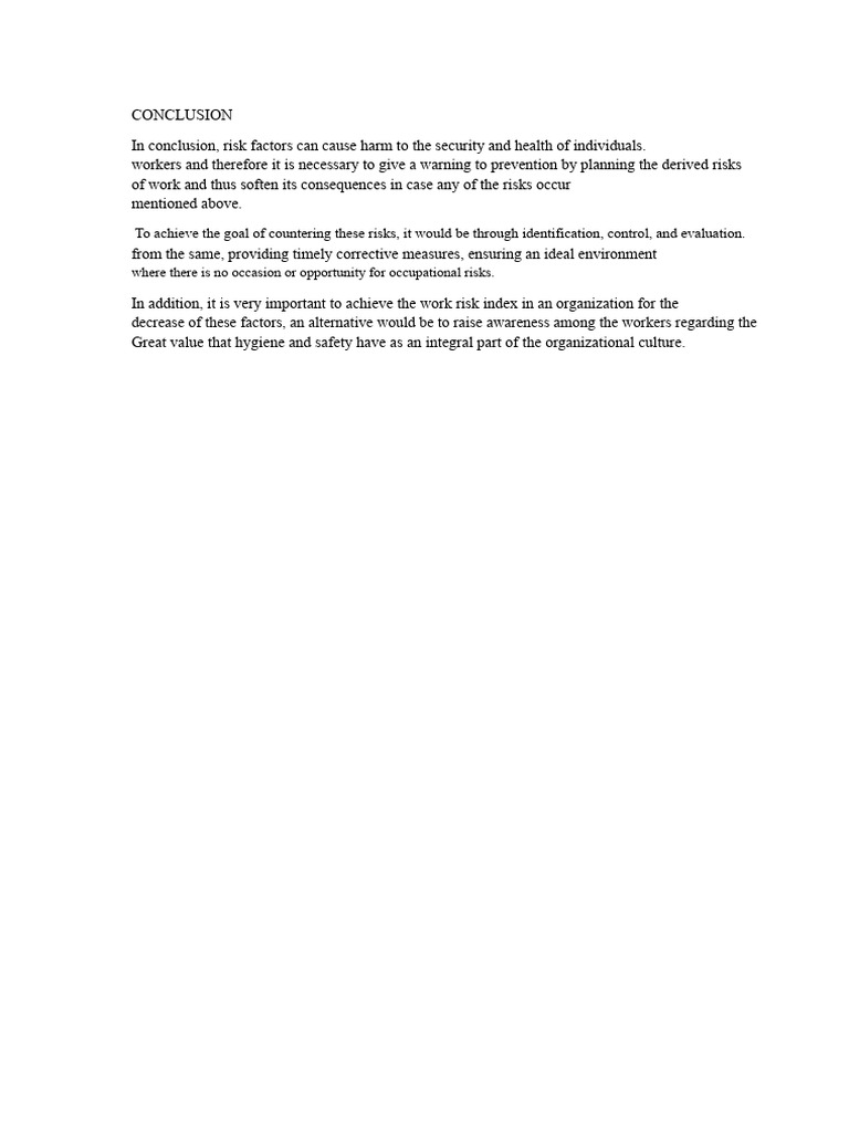 Conclusion Risk Factors | PDF