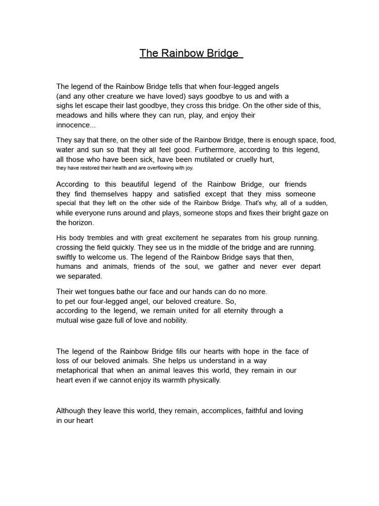 The Legend of the Rainbow Bridge | PDF