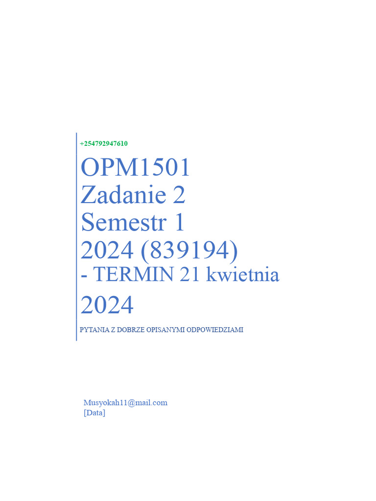 OPM1501 Zadanie 2 Semestr 1 2024F3 | PDF