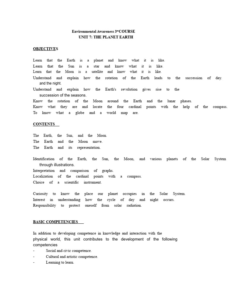 DIDACTIC UNIT The Planet Earth 3rd Primary | PDF | Planets | Solar System