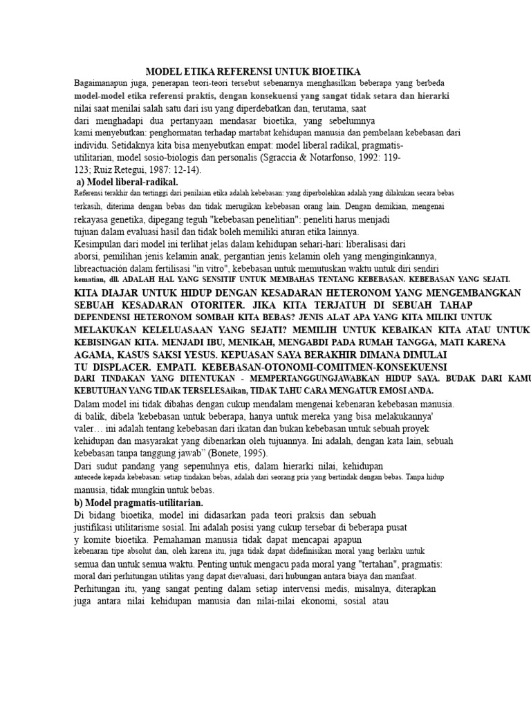 Model Etika Referensi Untuk Bioetika | PDF
