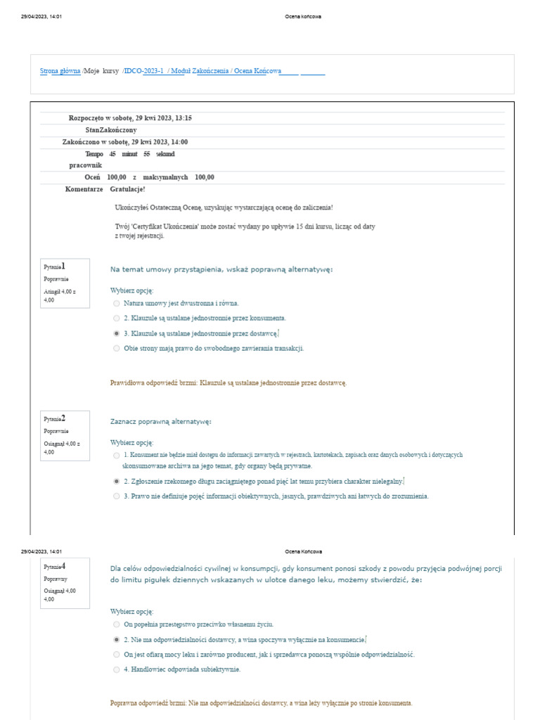 Ocena Końcowa - Konsument - Senat | PDF