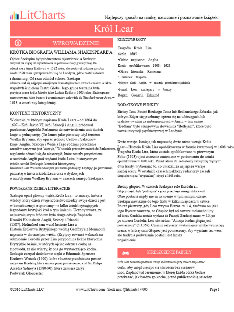 LitChart Króla Leara | PDF