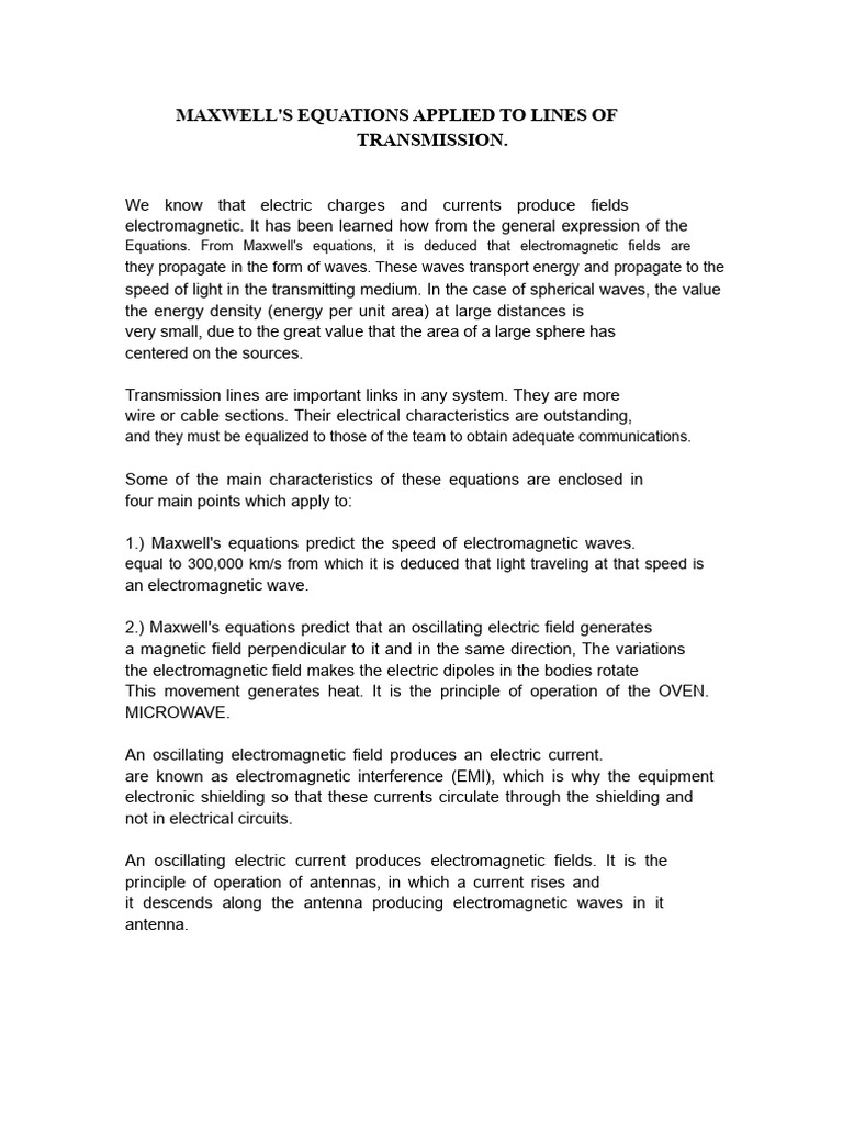 Maxwell's Equations in Transmission Lines | PDF | Waves | Magnetic Field