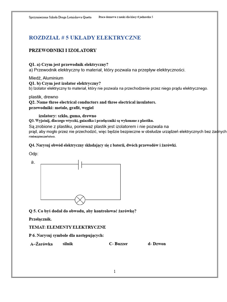 Praca Domowa Z Jednostki 4 Dla Klasy 6 | PDF