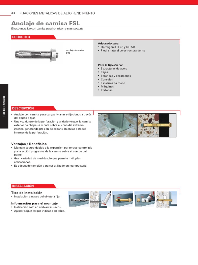 Anclajes de Camisas FSL | PDF | Ingeniería mecánica | Science