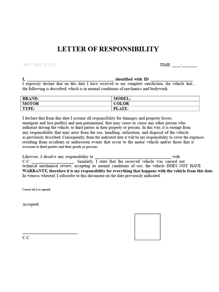 LETTER OF RESPONSIBILITY | PDF
