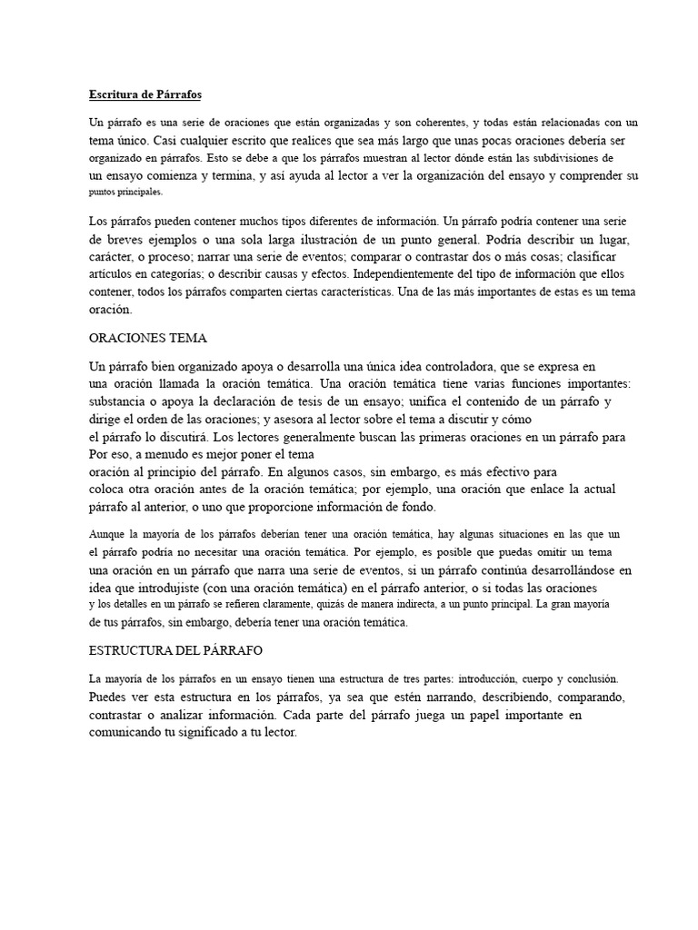 Escritura de párrafos | PDF | Ensayos | Razonamiento deductivo
