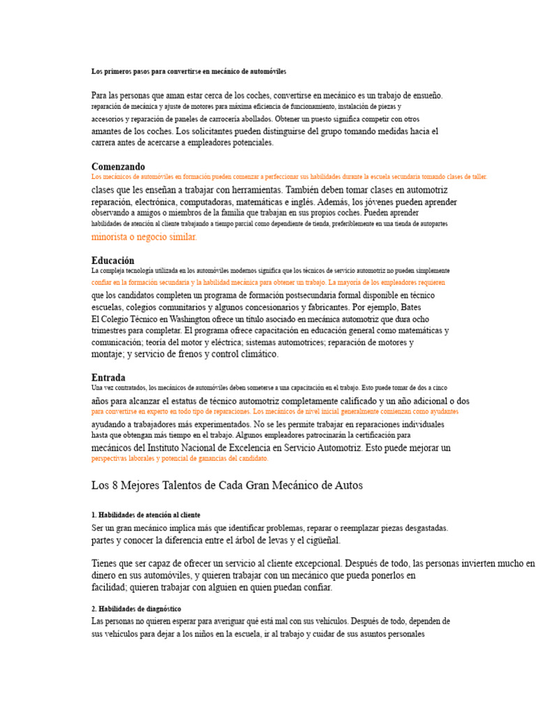 Cómo ser mecánico de automóviles: guía básica | PDF | Vehículo de motor ...