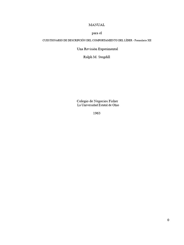 Cuestionario LBDQ - Formulario XII | PDF | Teoría | Busqueda empirica