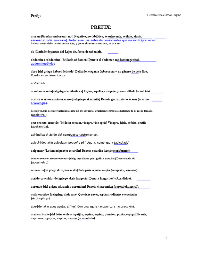 Prefijos Griegos en Terminología Médica | PDF