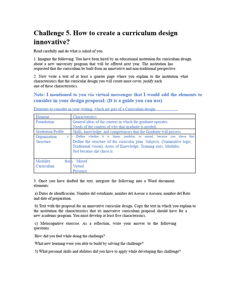 Innovative Curriculum Design Proposal Guide | PDF