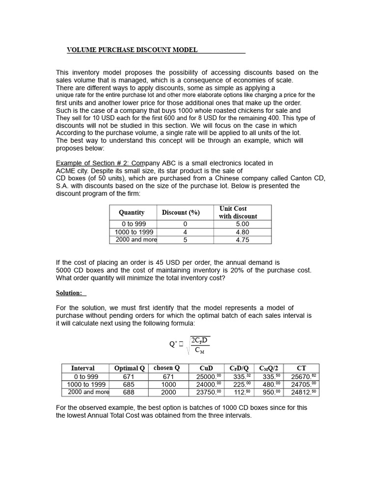 Volume Purchase Discount Strategy Guide | PDF | Prices | Financial ...